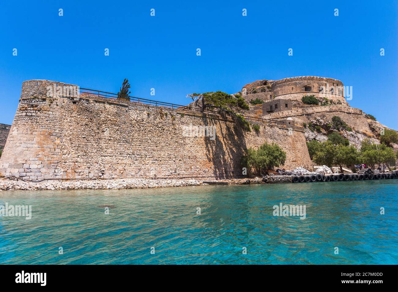 View of Spinalonga from boat, Leper Island, Plaka, Northeastern Crete ...