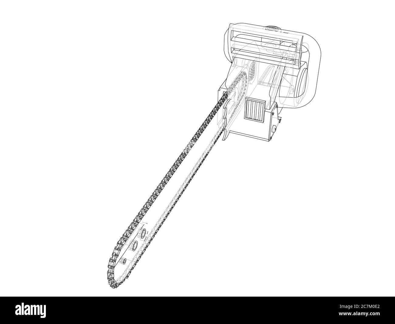Chain saw. 3d illustration Stock Photo - Alamy
