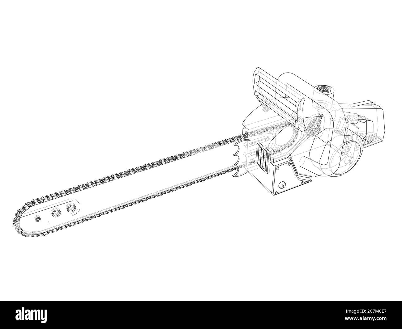 Chain saw. 3d illustration Stock Photo - Alamy
