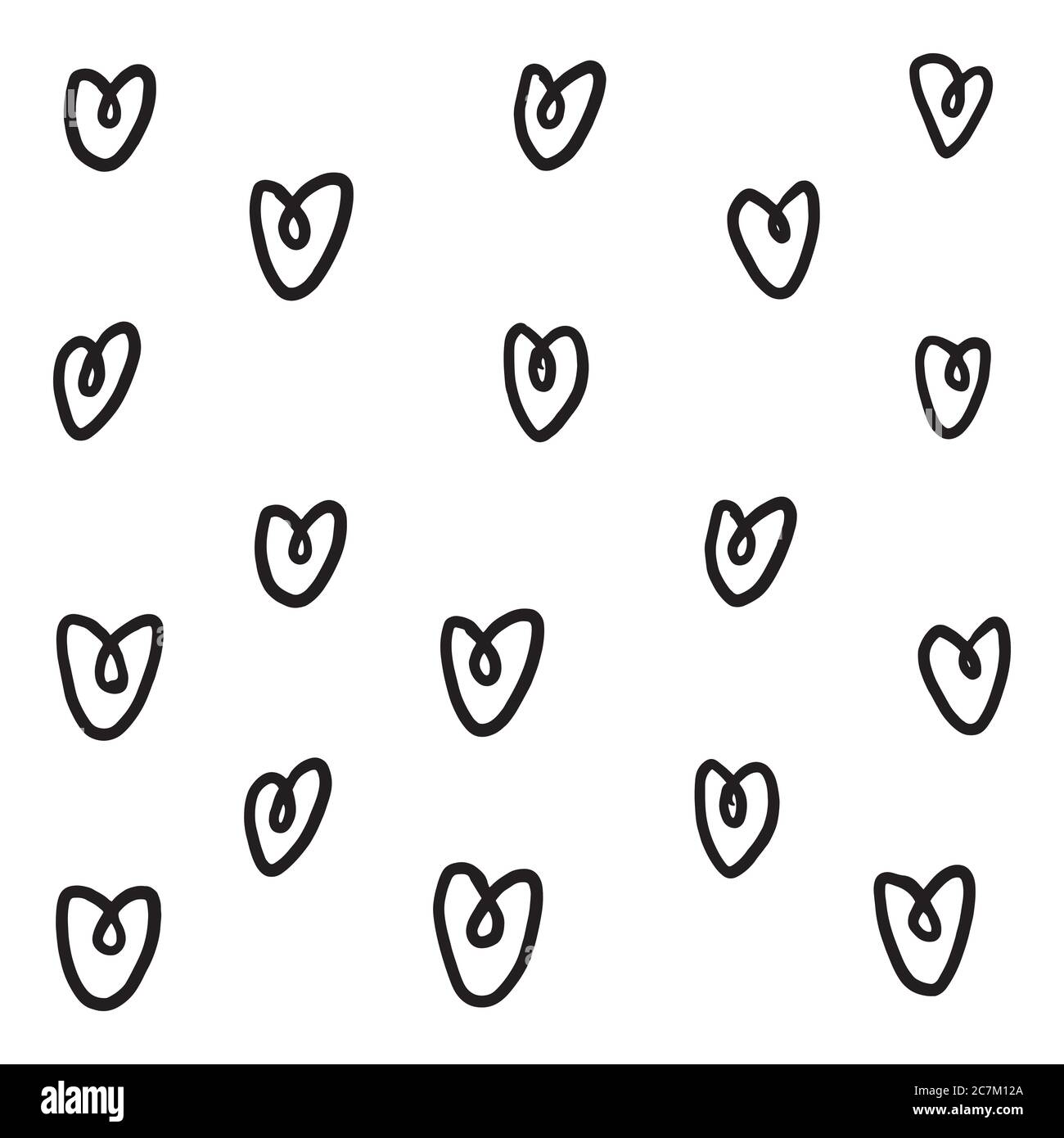 Set of nine hand drawn heart. Handdrawn rough marker hearts isolated on ...