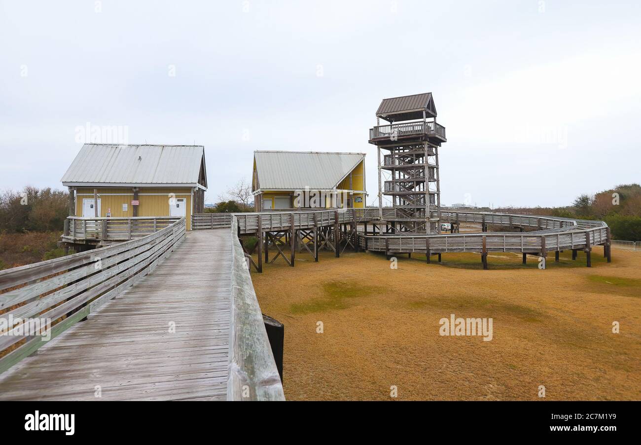 Grand Isle, Louisiana - February 2018: An observation tower allows ...