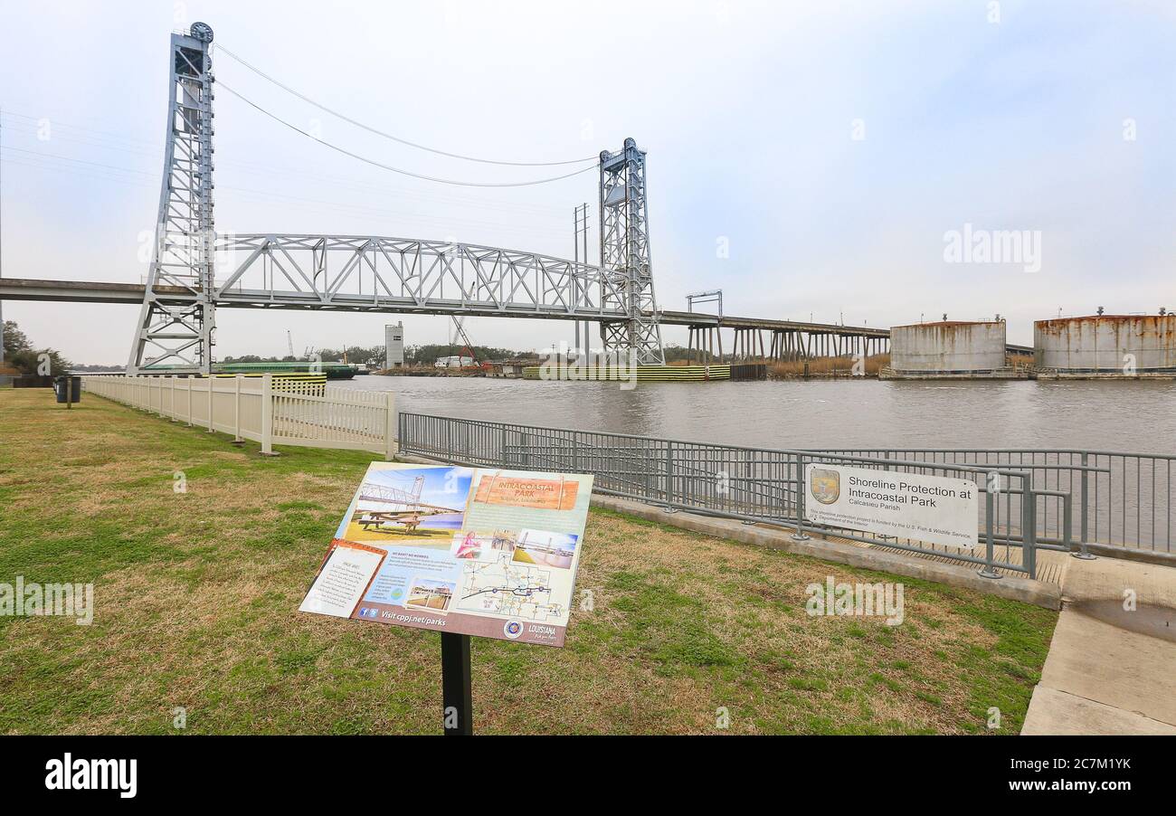 Sulphur, Louisiana - February 2018: Ellender Bridge spans the waterway ...