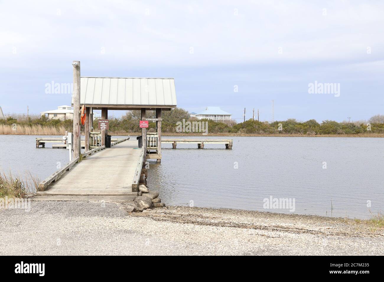 Grand Isle, Louisiana - February 2018: A fishing dock for visitor use ...