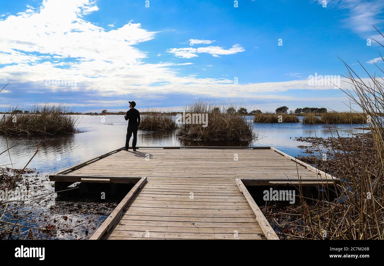 Fontainebleau State Park, Louisiana - February 2018: A young male ...