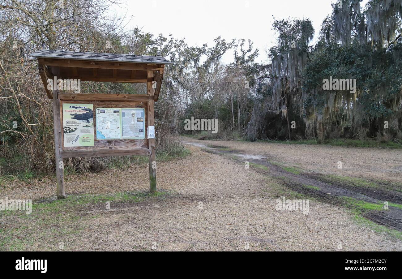 Fontainebleau State Park, Louisiana - February 2018: A sign marks the ...