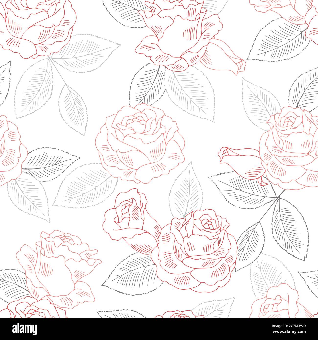 Rose flower graphic pink color seamless pattern background sketch ...