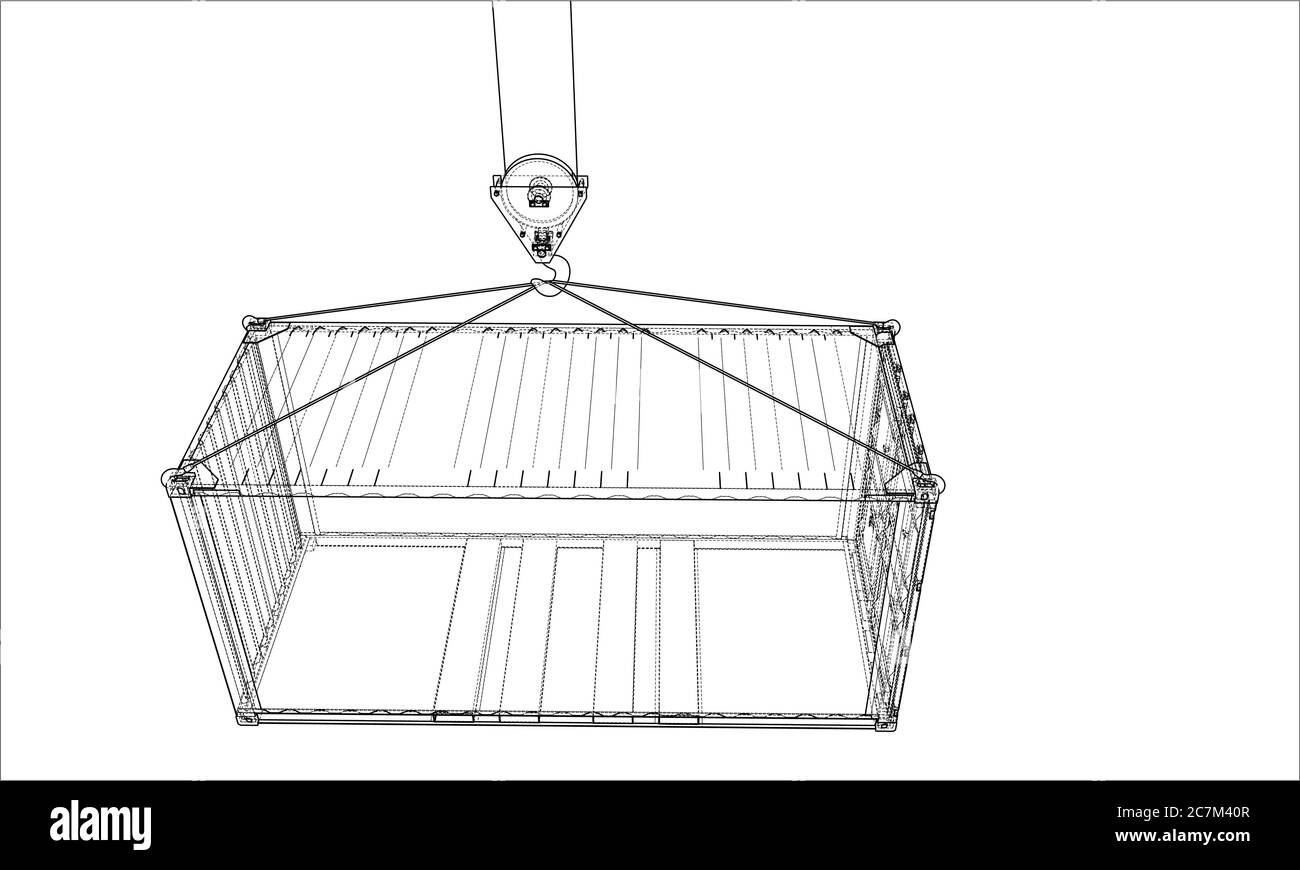 Cargo container. Wire-frame style Stock Photo - Alamy