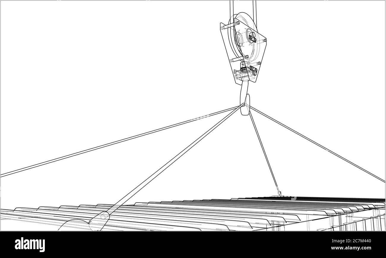 Cargo container. Wire-frame style Stock Photo - Alamy