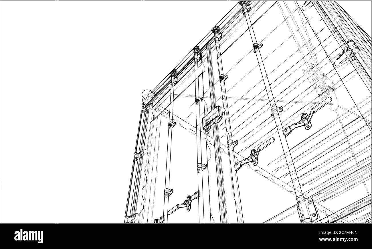 Cargo container. Wire-frame style Stock Photo - Alamy