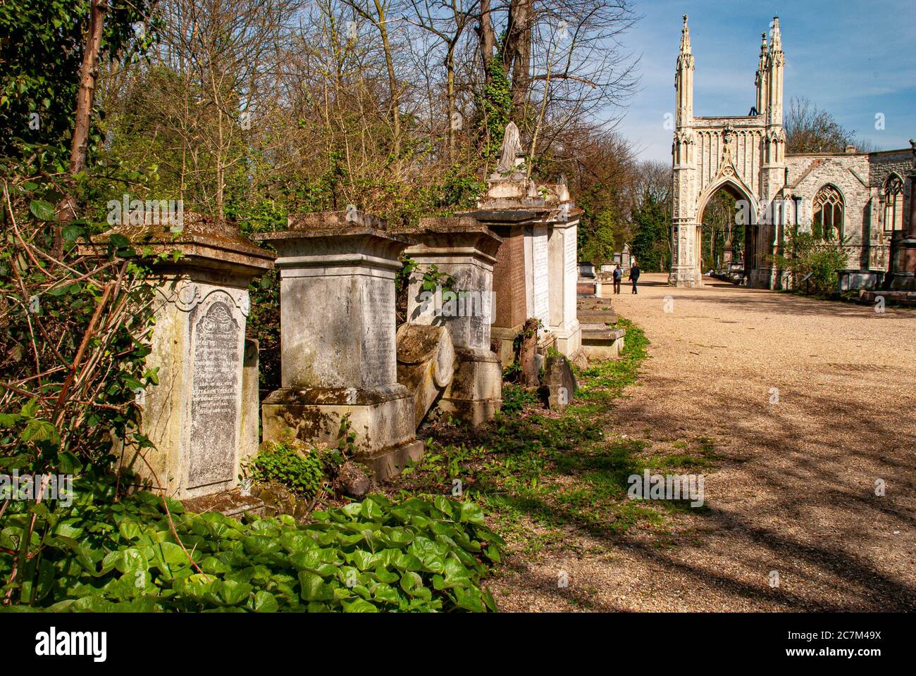 Memorial headstones on graves in nunhead cemetery london, in england at ...