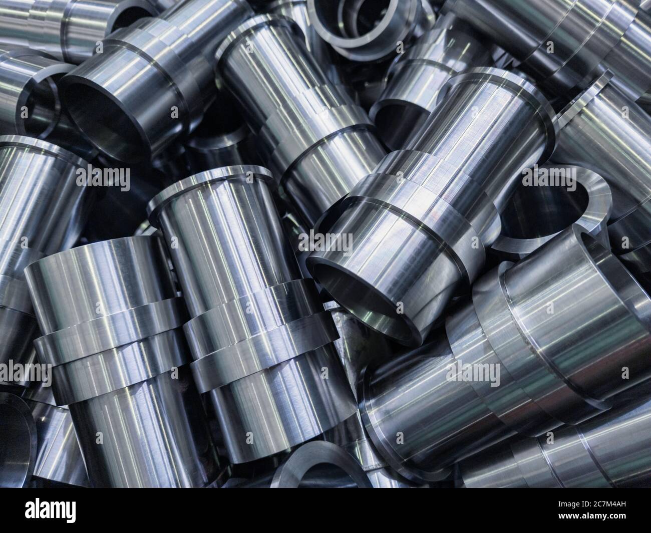 abstract industrial shiny steel production background with cnc machined ...