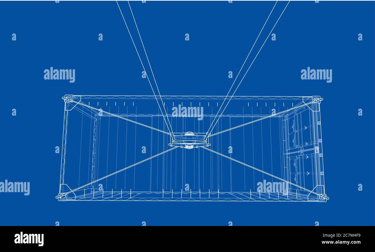 Cargo container. Wire-frame style Stock Photo - Alamy