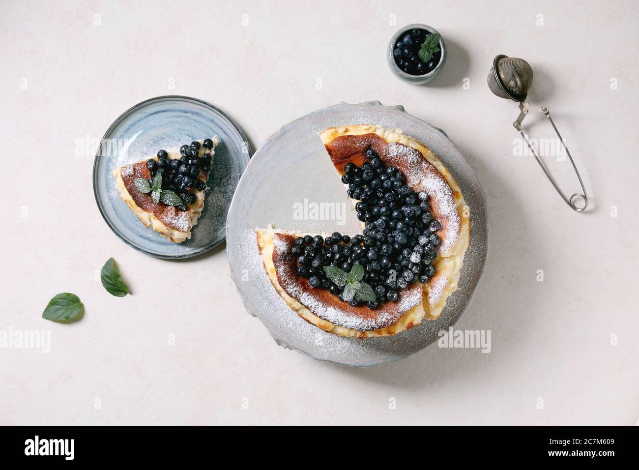 Blueberry soft cheese cake Stock Photo - Alamy