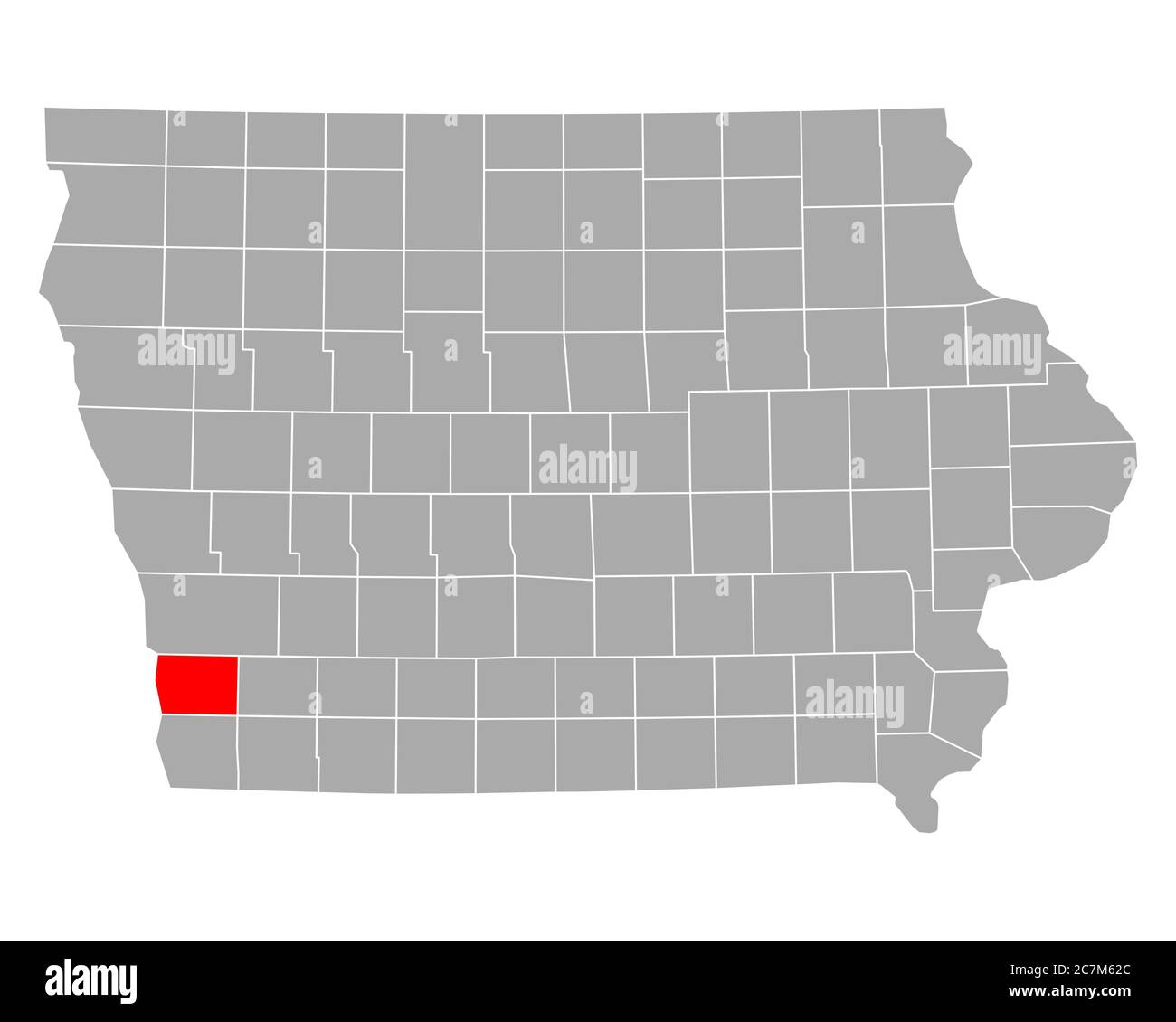 Map of Mills in Iowa Stock Photo - Alamy