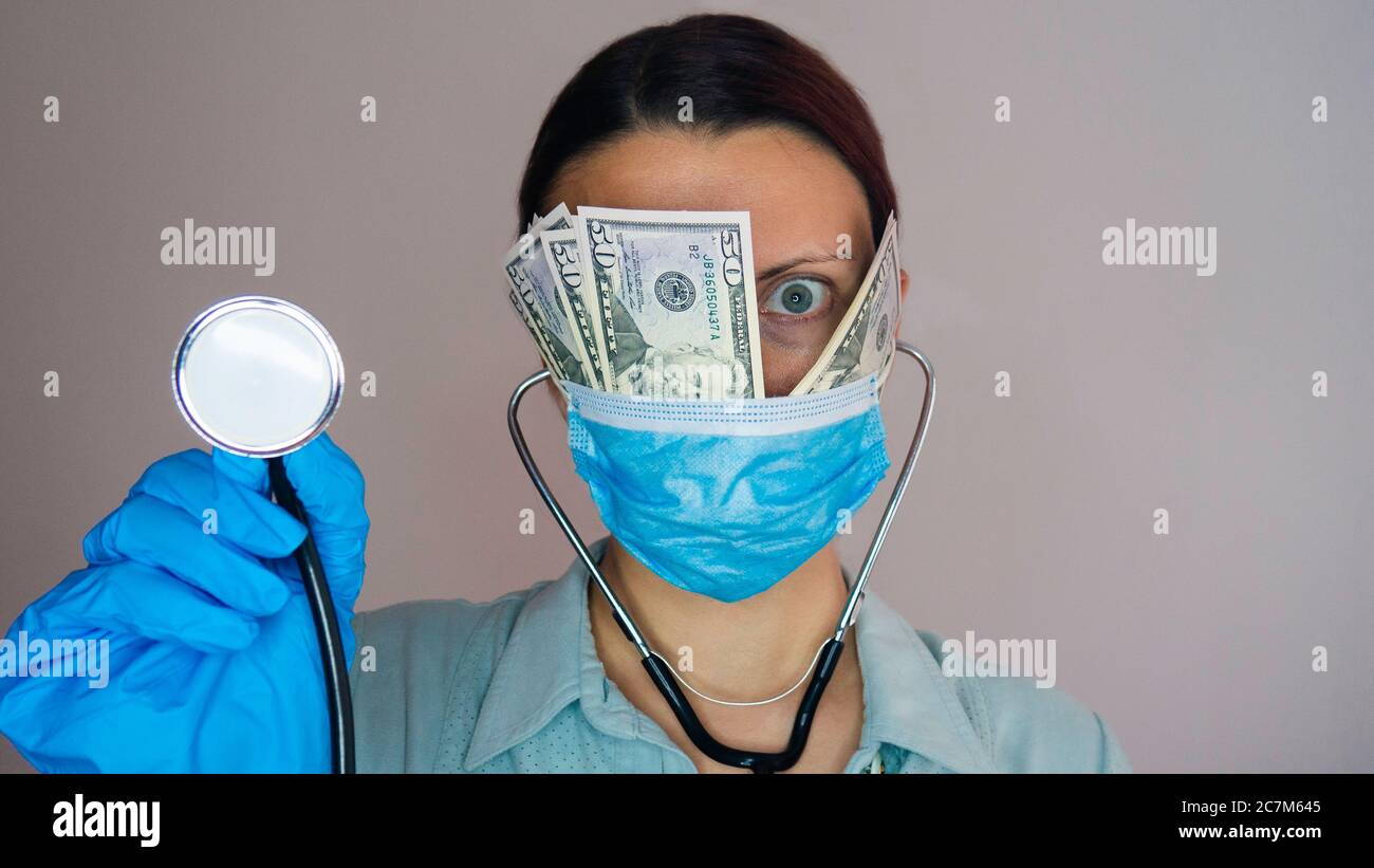 Bribery and corruption in medicine. Corrupt hypnotized woman doctor ...