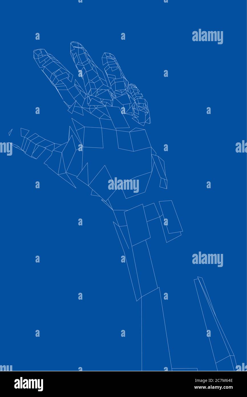 Outline human hand. Wire-frame style Stock Photo - Alamy