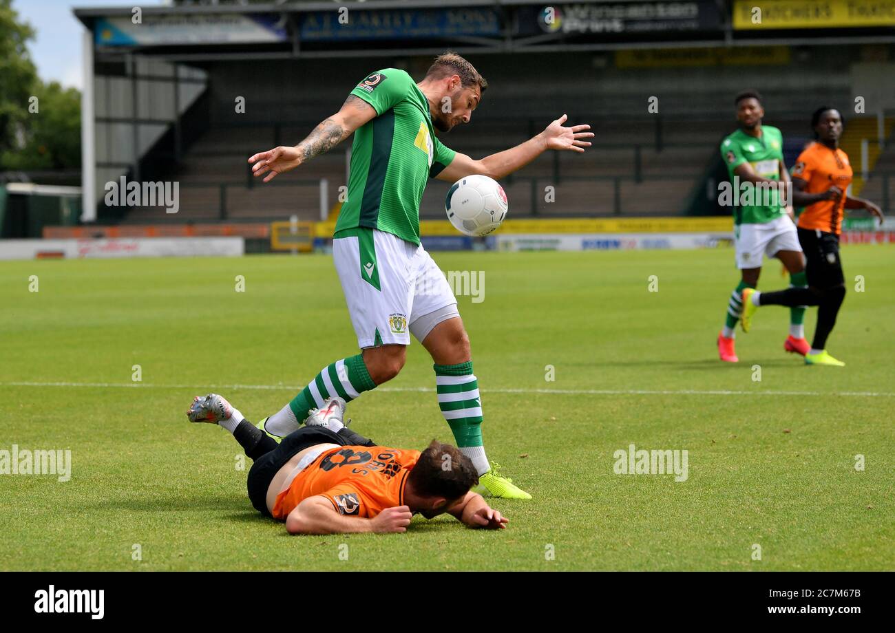 Barnet's Charlee Adams is fouled by Yeovil's Lawson D'Ath during the ...