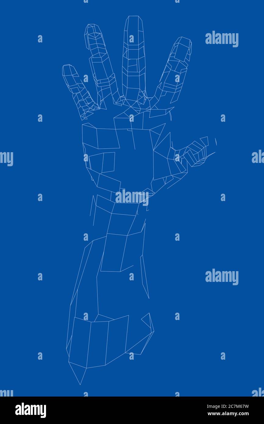 Outline human hand. Wire-frame style Stock Photo - Alamy