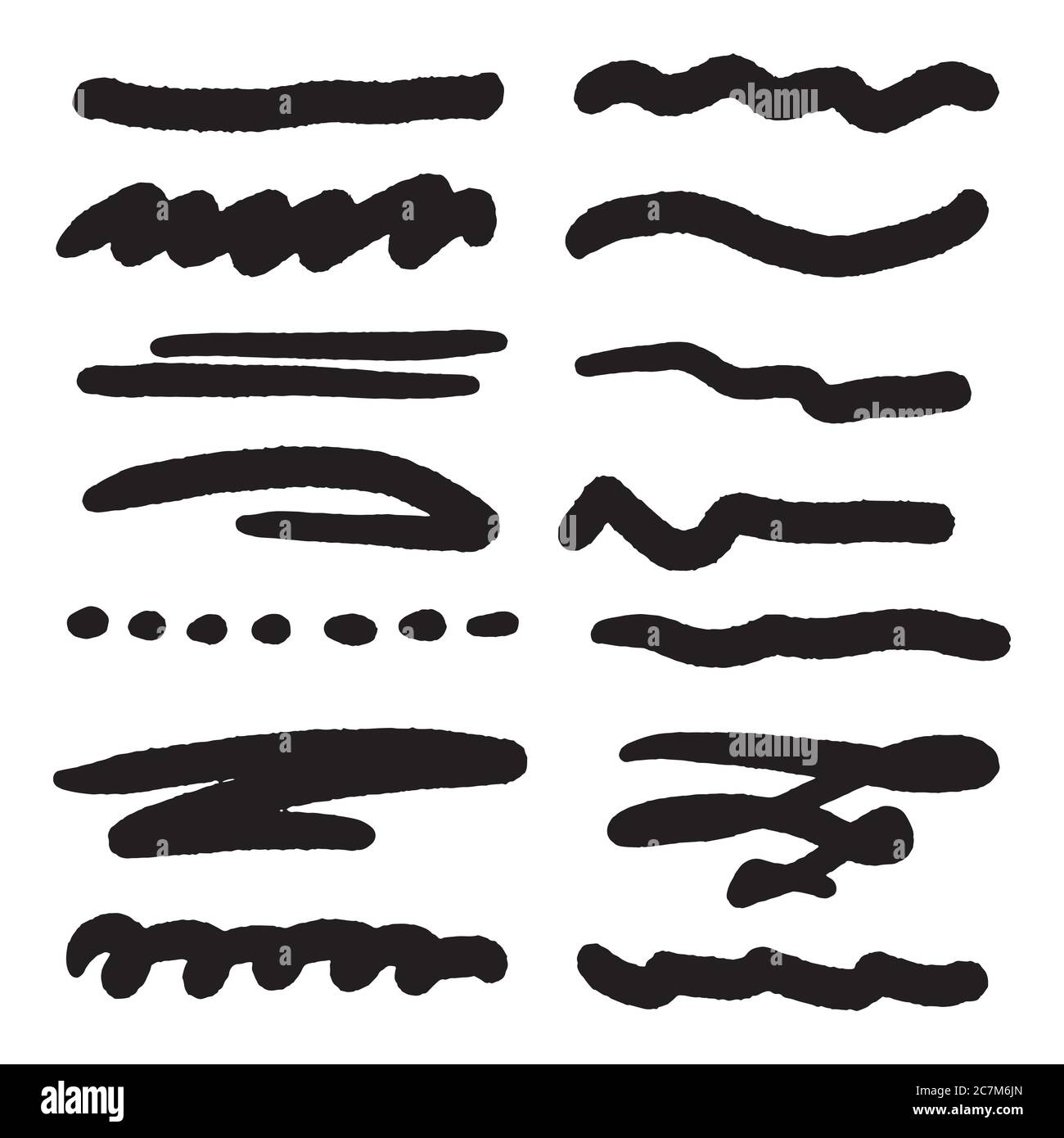 Handmade Collection Set of Underline Strokes in Marker Brush Doodle ...