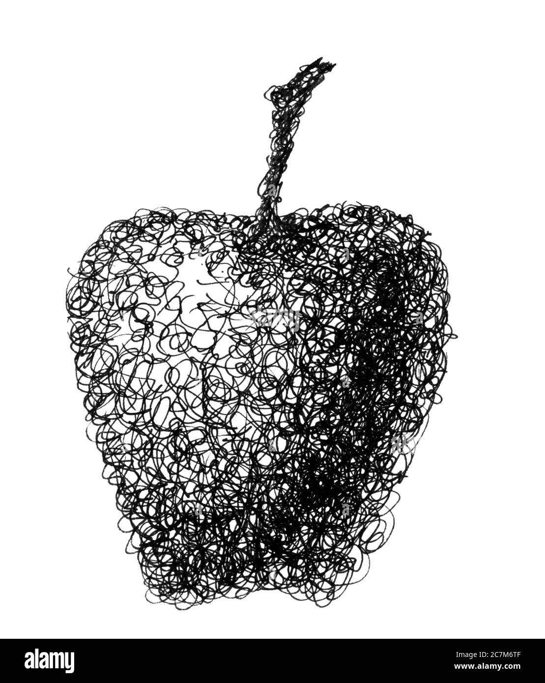 Ink apple silhouette curly line Stock Photo - Alamy