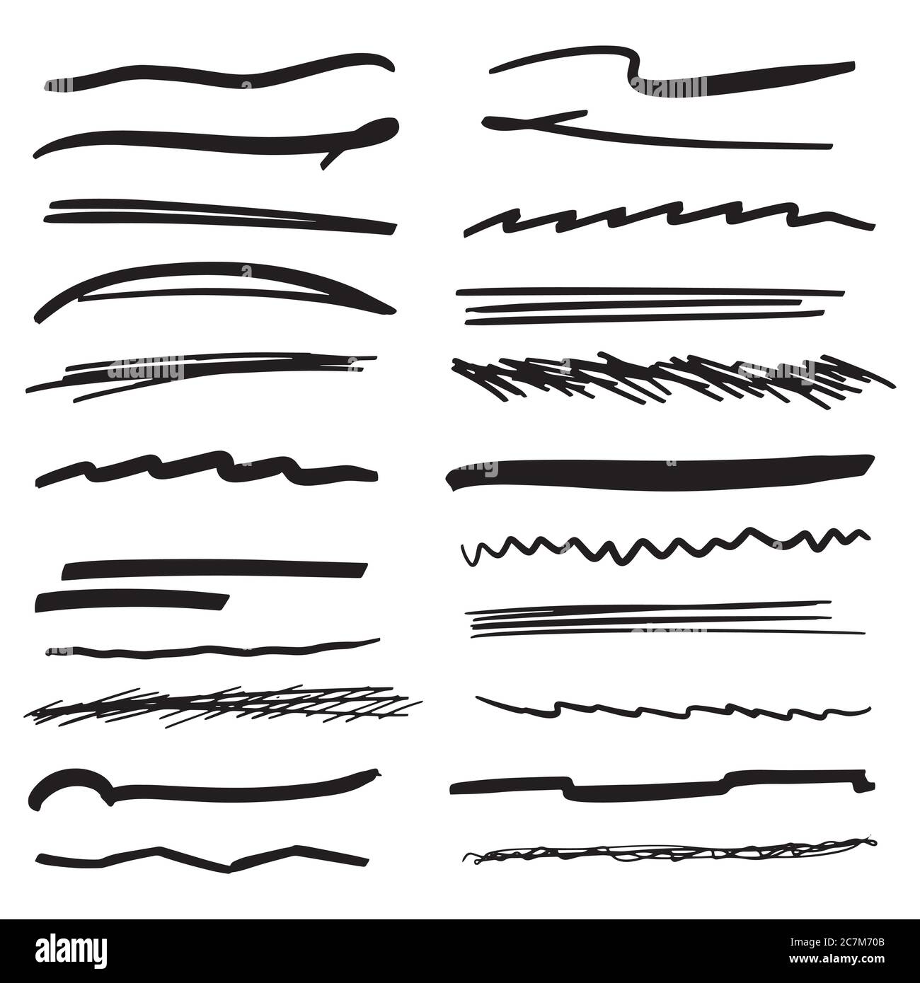 Handmade Collection Set of Underline Strokes in Marker Brush Doodle ...