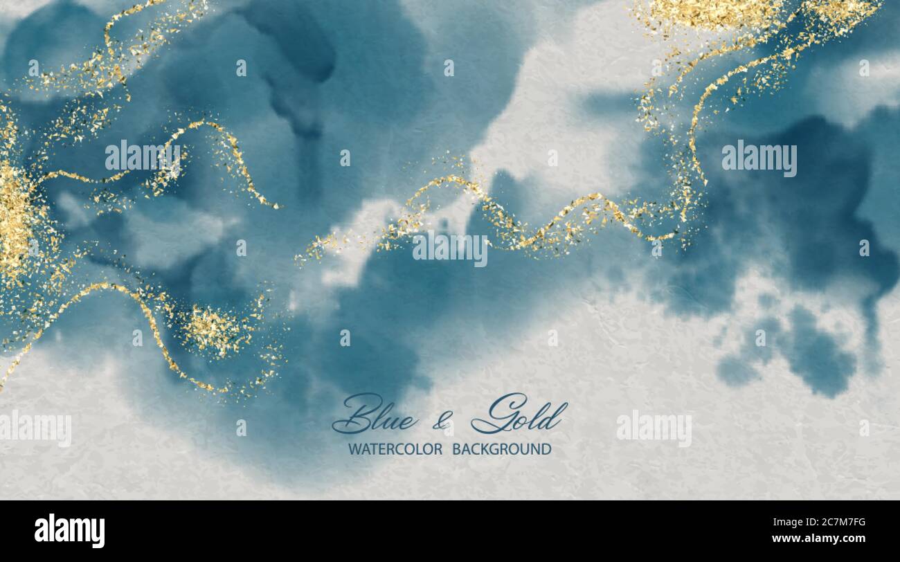 Artistic abstract painting with gold glitter on a background of white ...