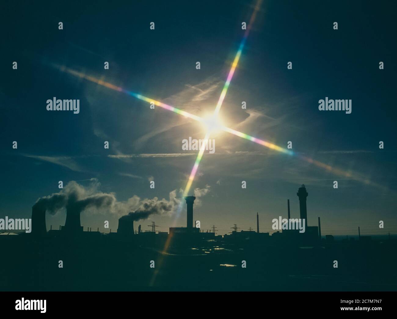 Sellafield. Industrial sunset looking across to the BNFL Sellafield ...