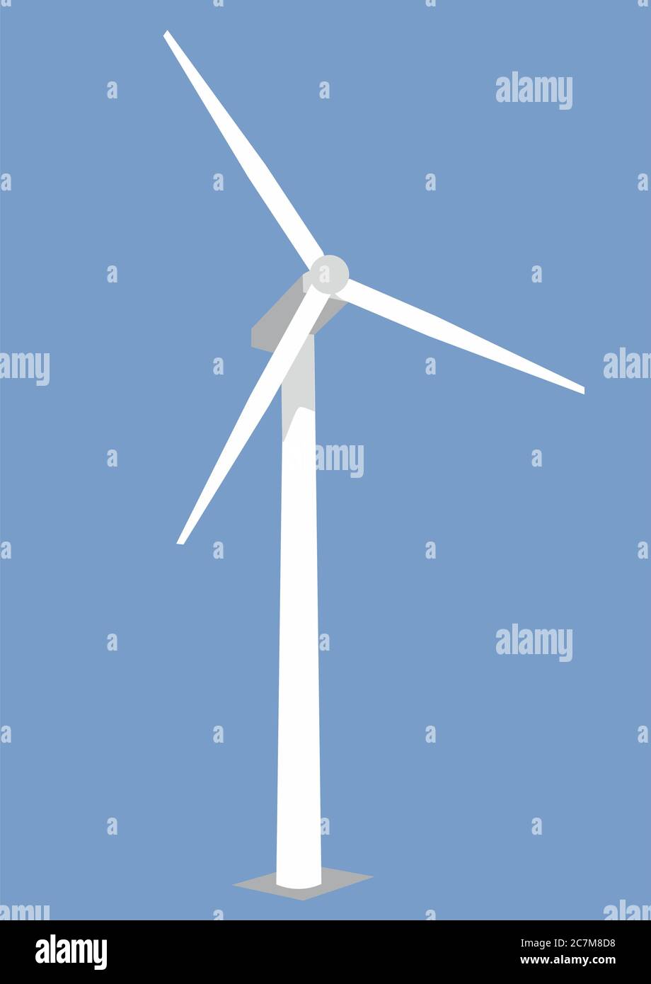 Windmill on field blue Stock Vector Images - Alamy