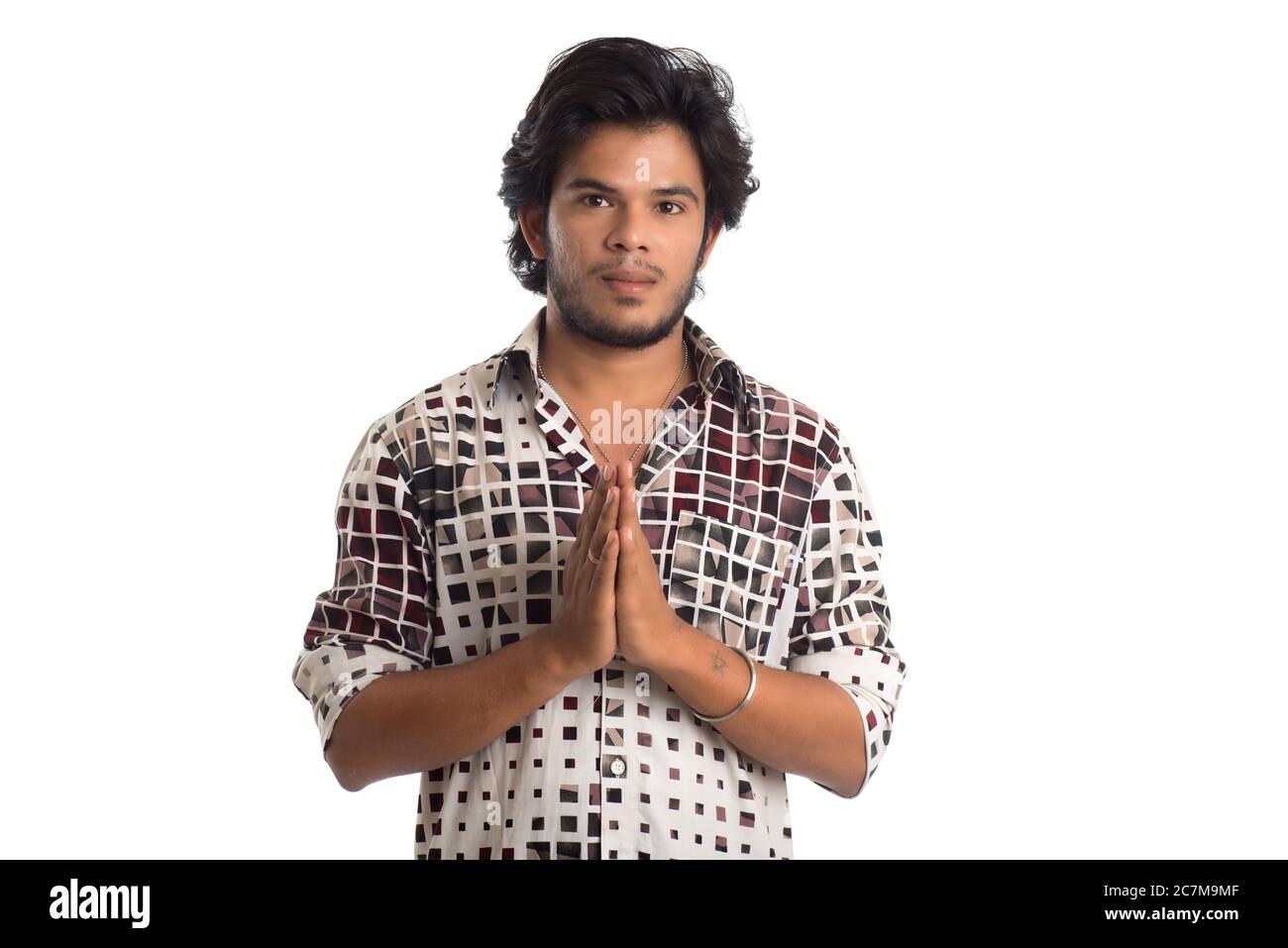 Man greeting 'Namaste'. Hands Representing Traditional Indian Greeting ...
