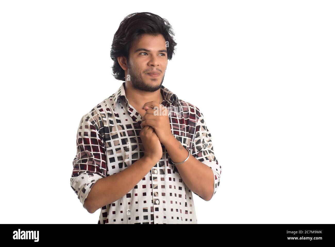 Indian man standing folding hands hi-res stock photography and images ...