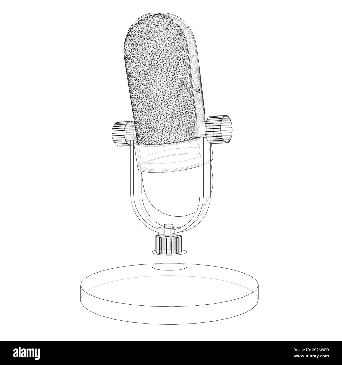 Outline vintage microphone Stock Photo - Alamy