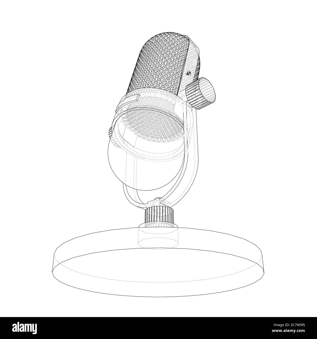 Outline vintage microphone Stock Photo - Alamy