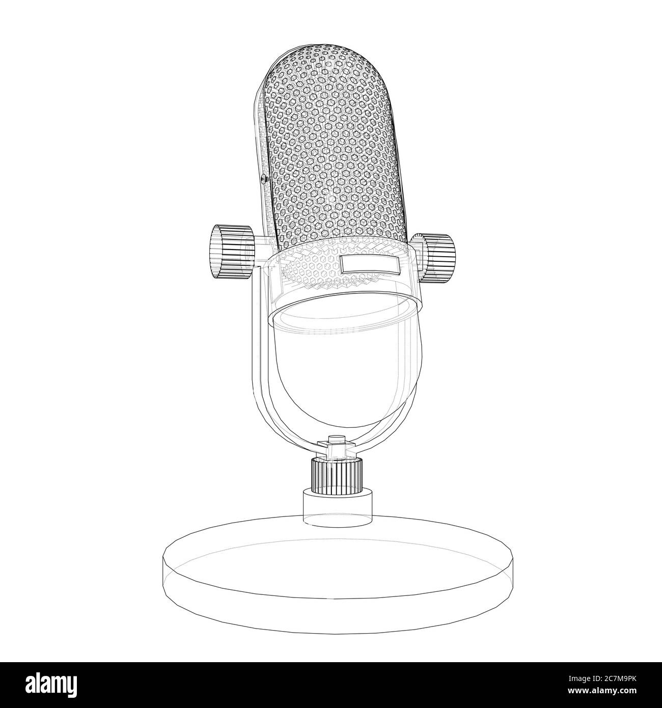 Outline vintage microphone Stock Photo - Alamy