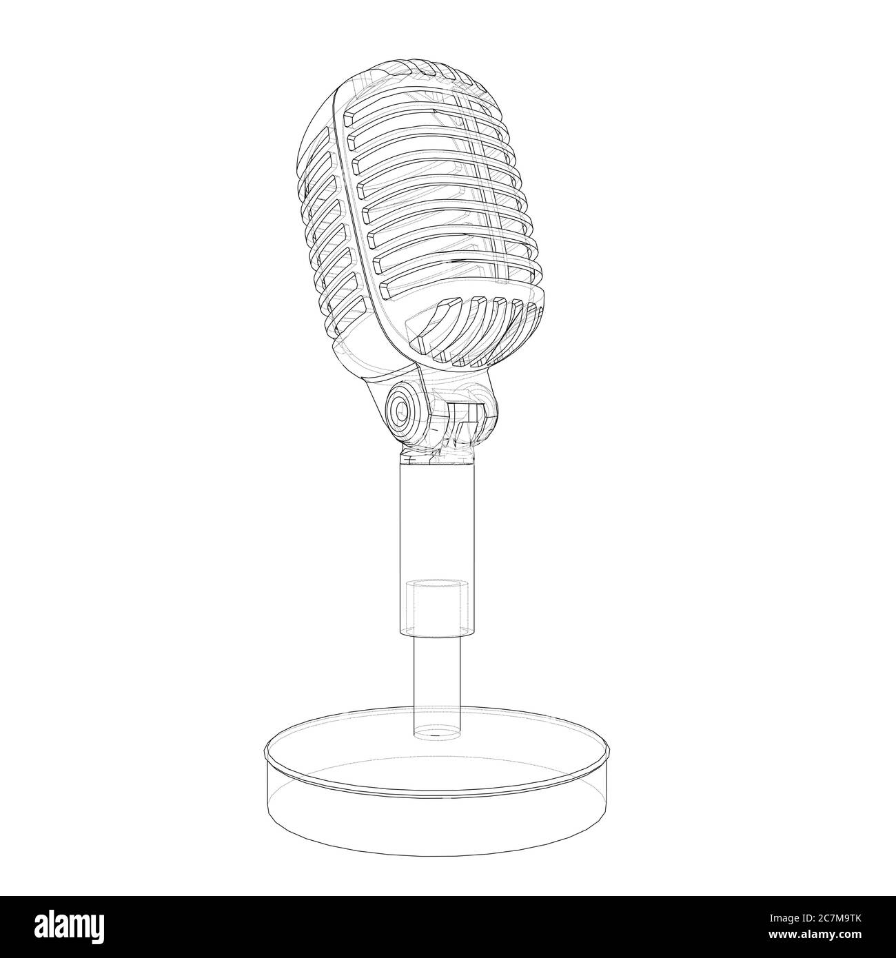 Outline vintage microphone Stock Photo - Alamy