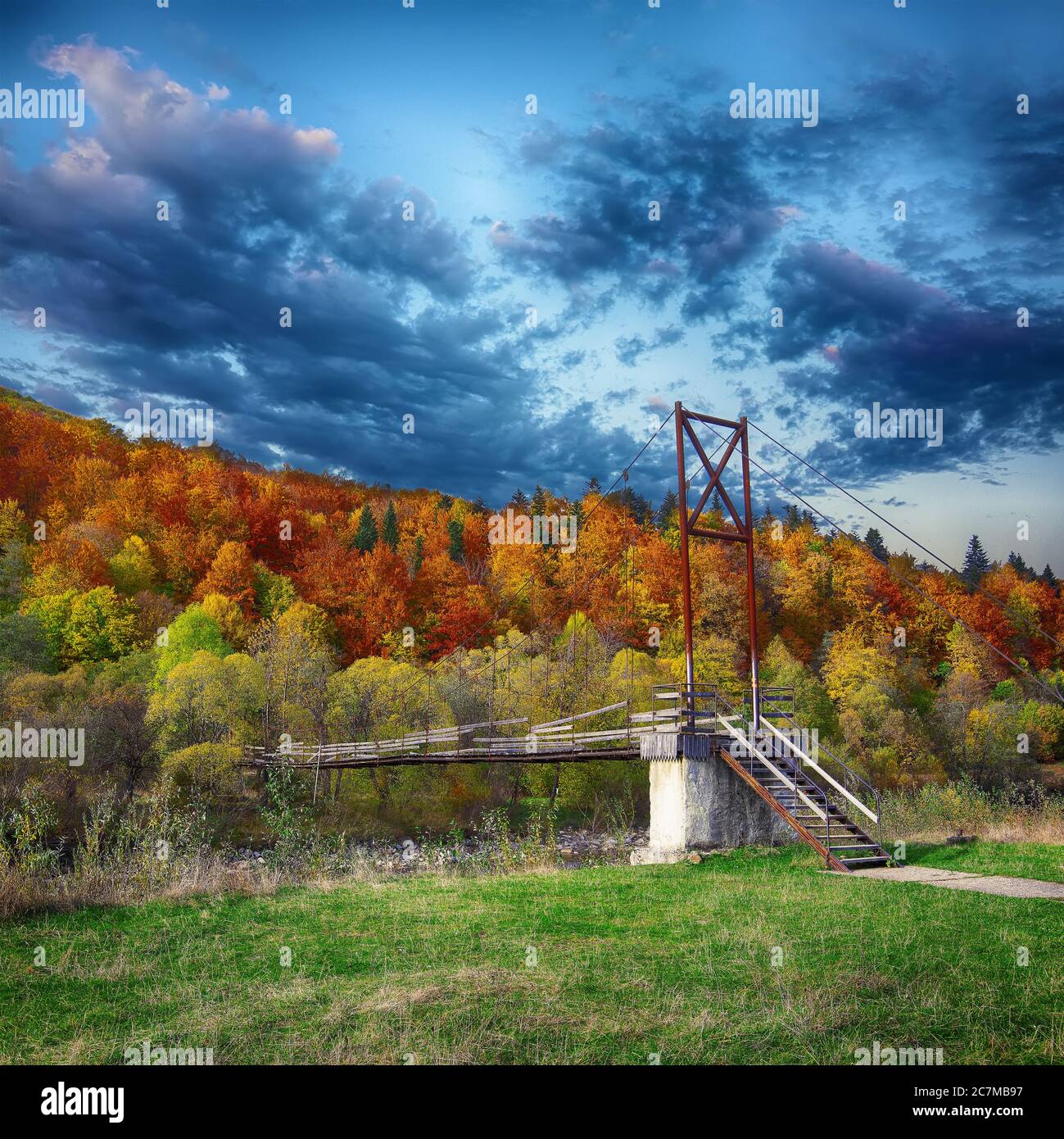 Old log bridge over mountain hi-res stock photography and images - Alamy