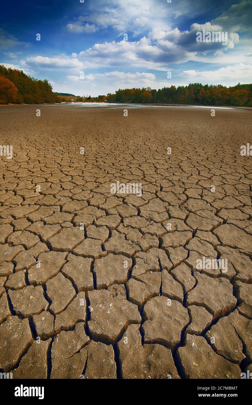 Land with dry and cracked ground. Climate change, dry lake Stock Photo ...