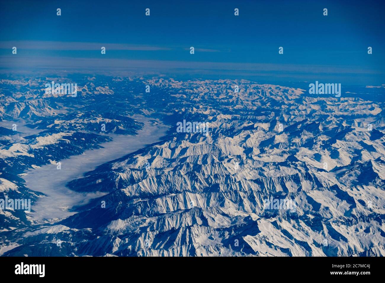 Aerial shot of blue mountain ranges Stock Photo - Alamy