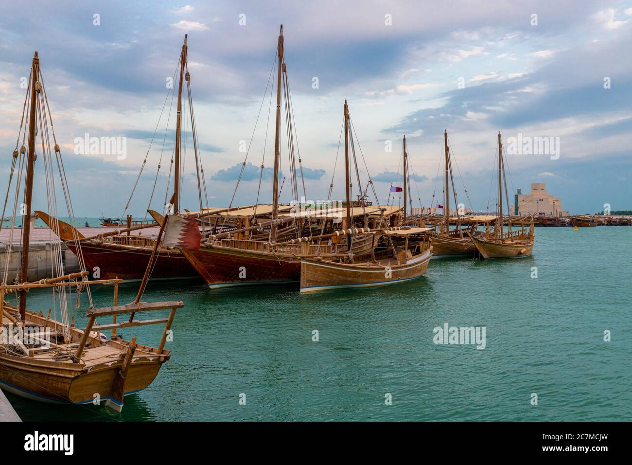 Many Sightseeing boats in the Doha, Qatar Stock Photo - Alamy