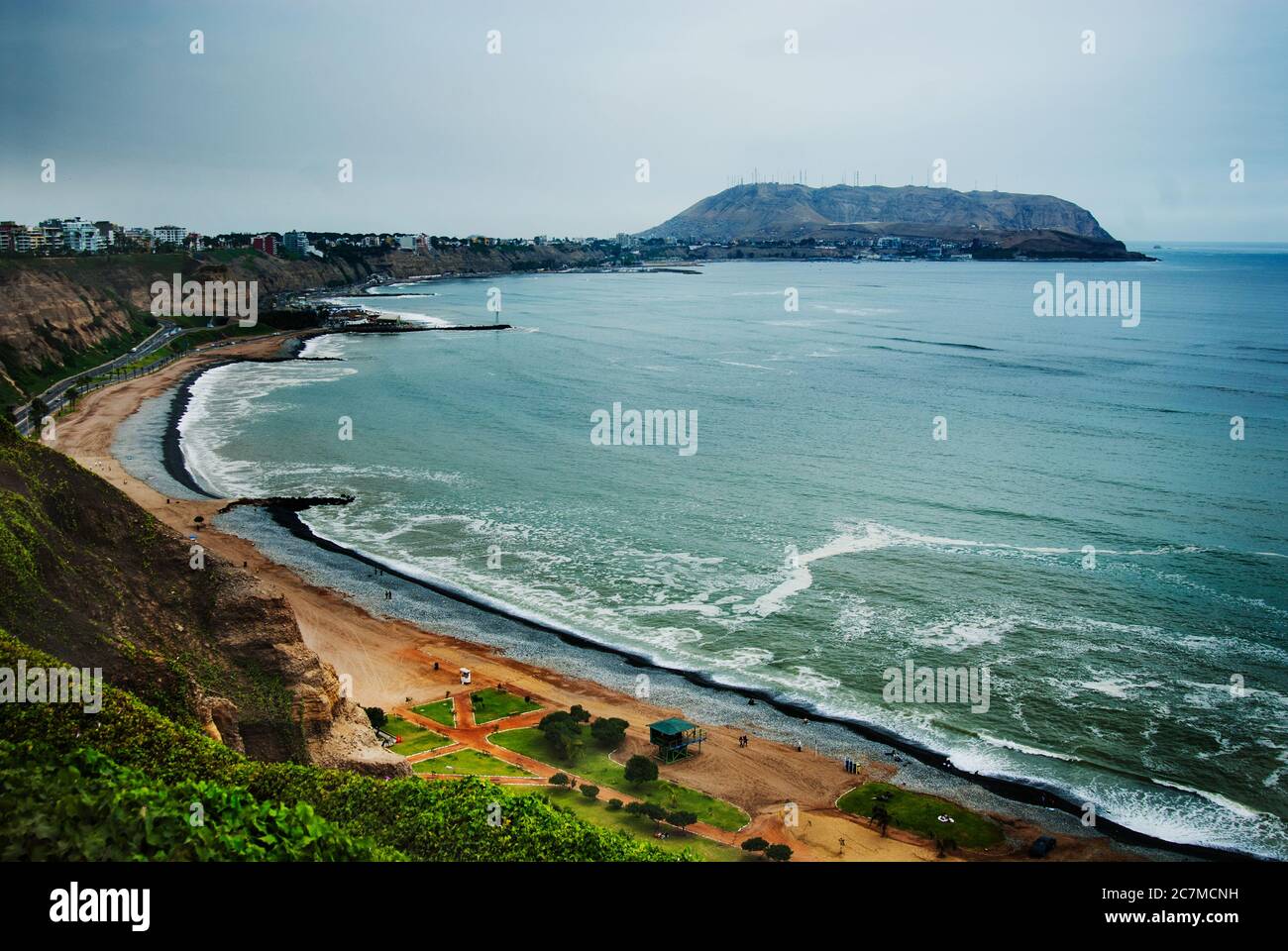 Pacific coastline of Miraflores in Lima, Peru, South America Stock ...