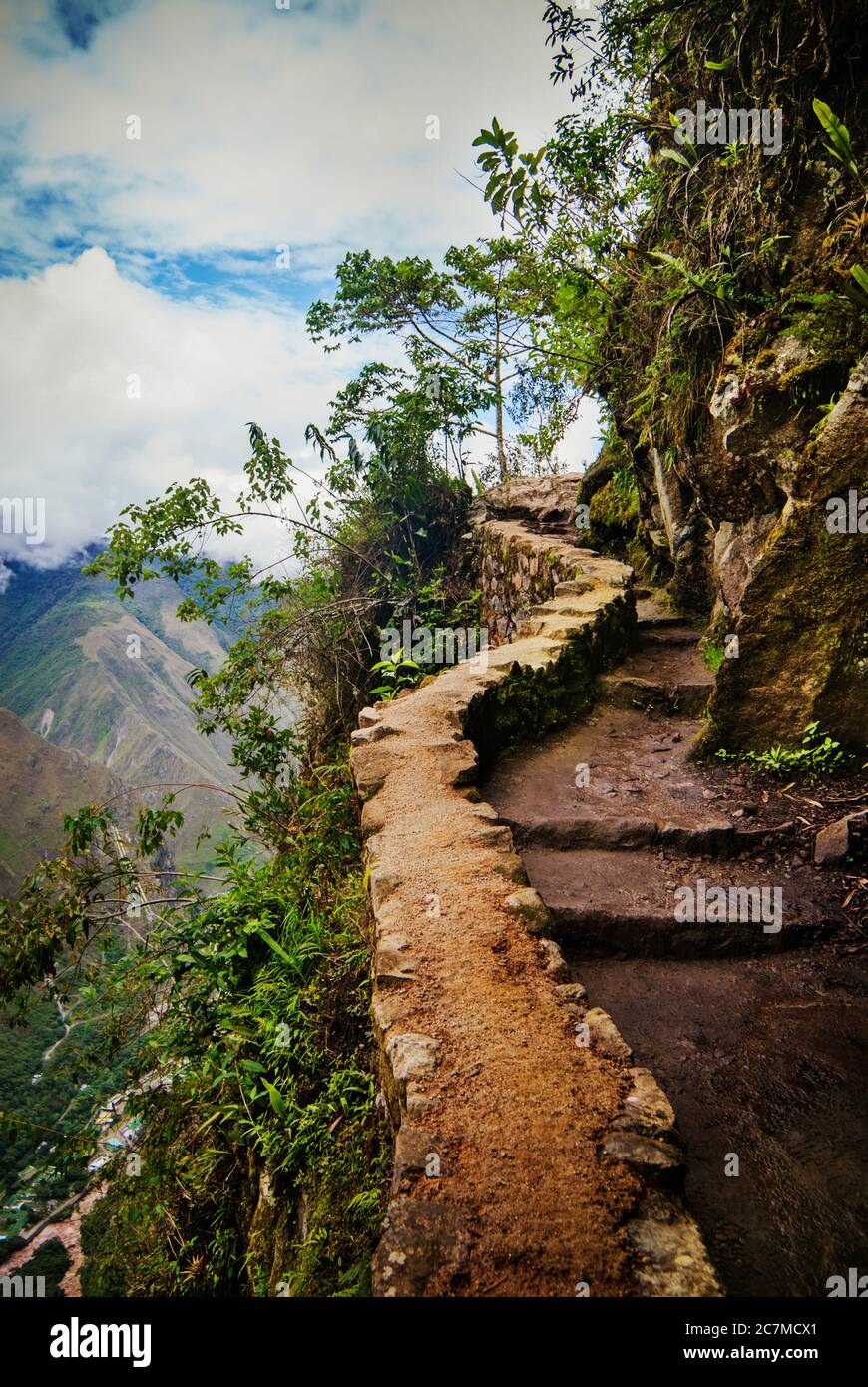 Inca Trail at the mountainside, Machu Picchu, Cusco Region, Peru, South ...