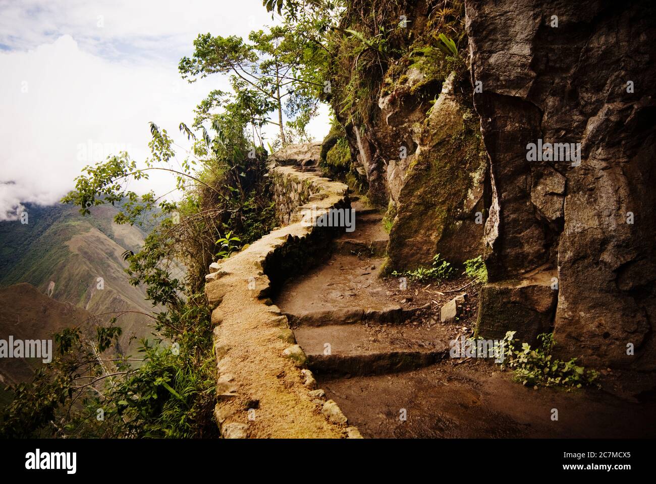 Inca Trail at the mountainside, Machu Picchu, Cusco Region, Peru, South ...