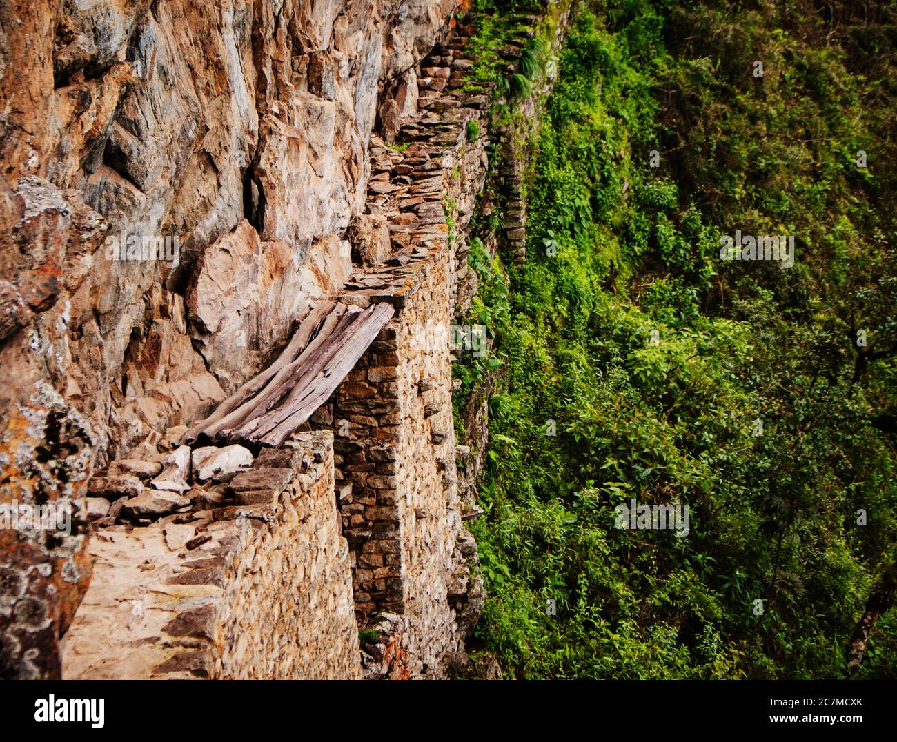 The Inca Bridge at Machu Picchu, Cusco, Peru, South America Stock Photo ...