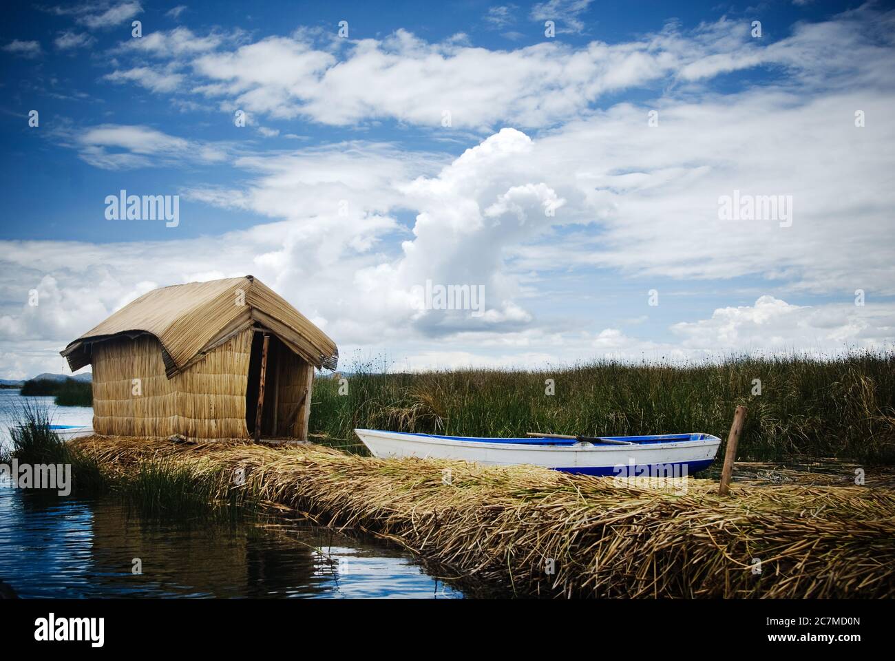 The reed islands of Lake Titicaca, Puno, Peru, South America Stock ...