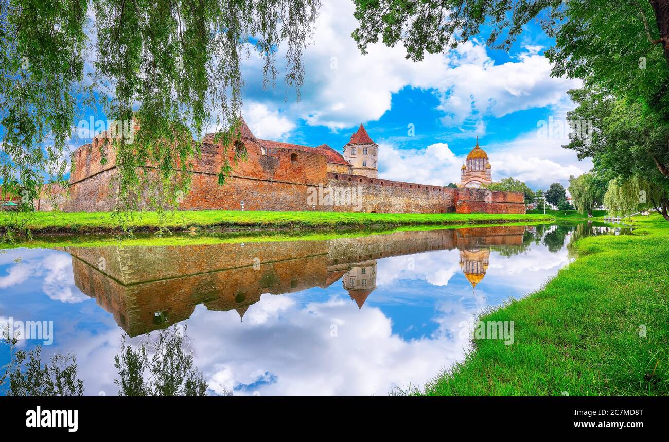 Scenery with middle ages Fagaras Citadel built in Transylvania built in ...