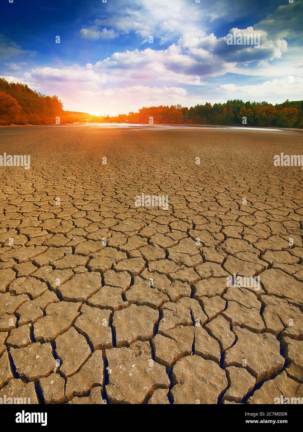 Land with dry and cracked ground. Climate change, drought, cracked ...