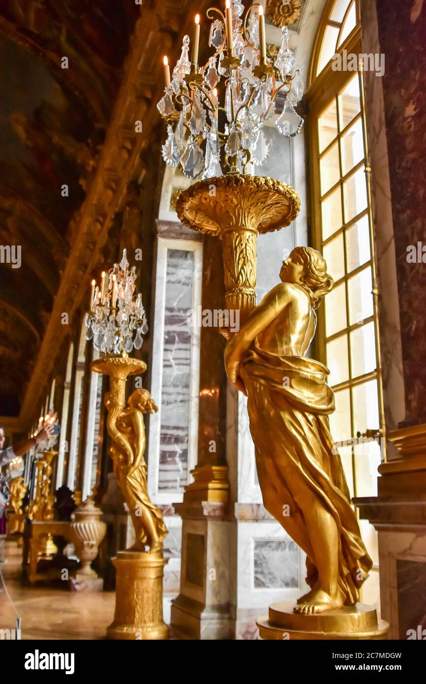 The Hall of Mirrors in the Palace of Versailles near Paris, France ...