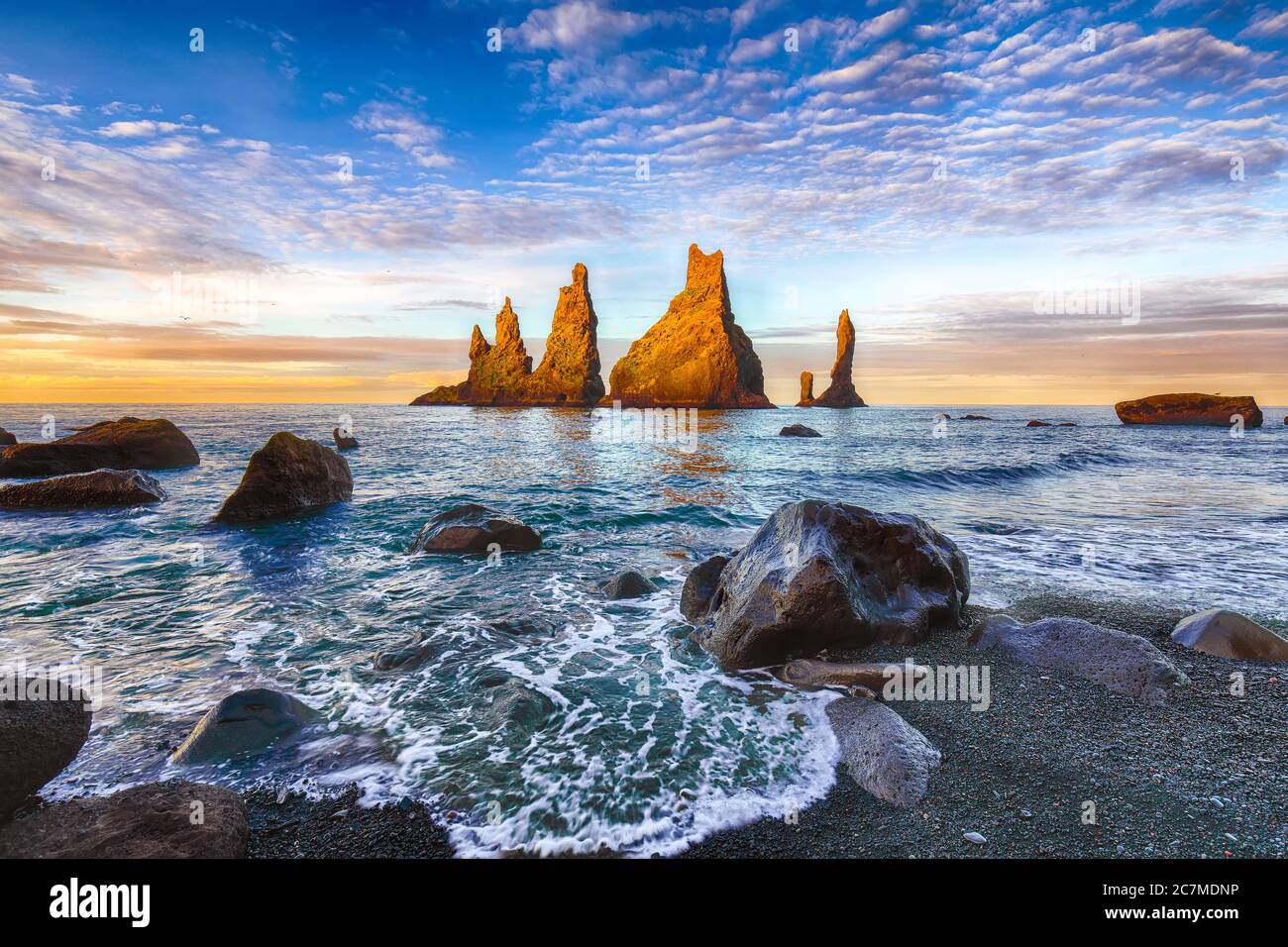 Incredible view of rock formations Troll Toes on Black beach ...