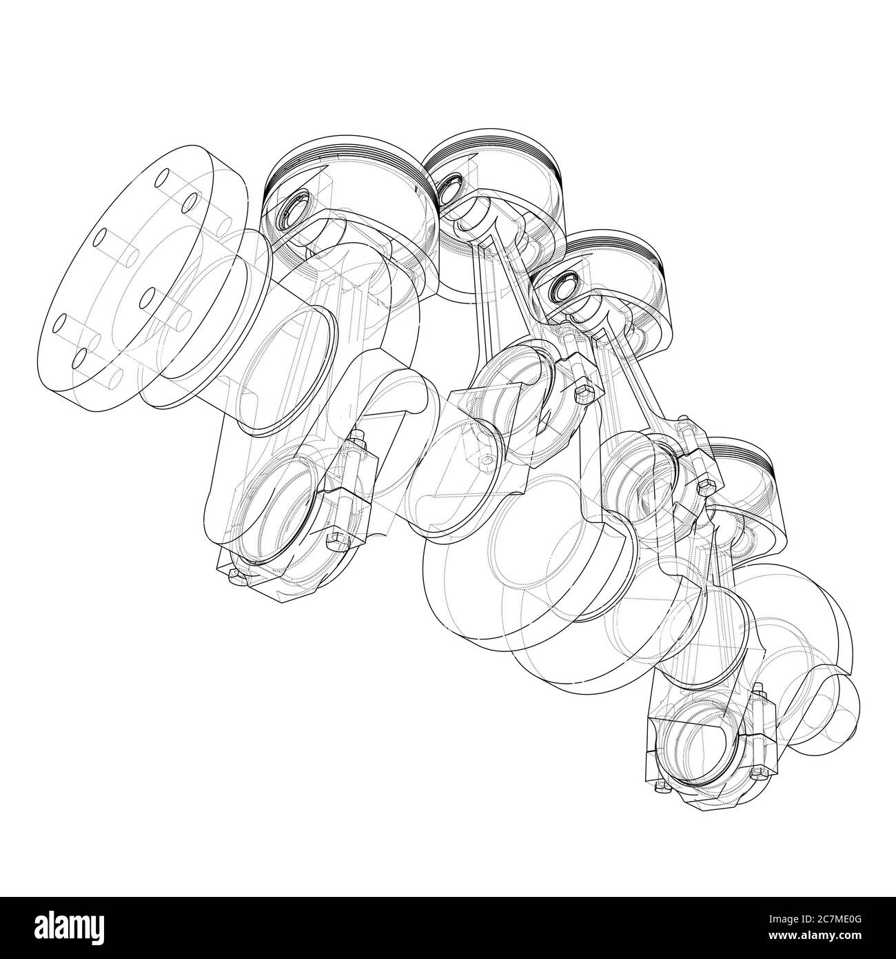 Engine pistons outline. 3d illustration Stock Photo - Alamy