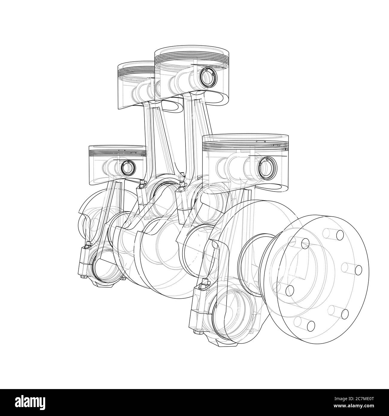 Engine pistons outline. 3d illustration Stock Photo - Alamy