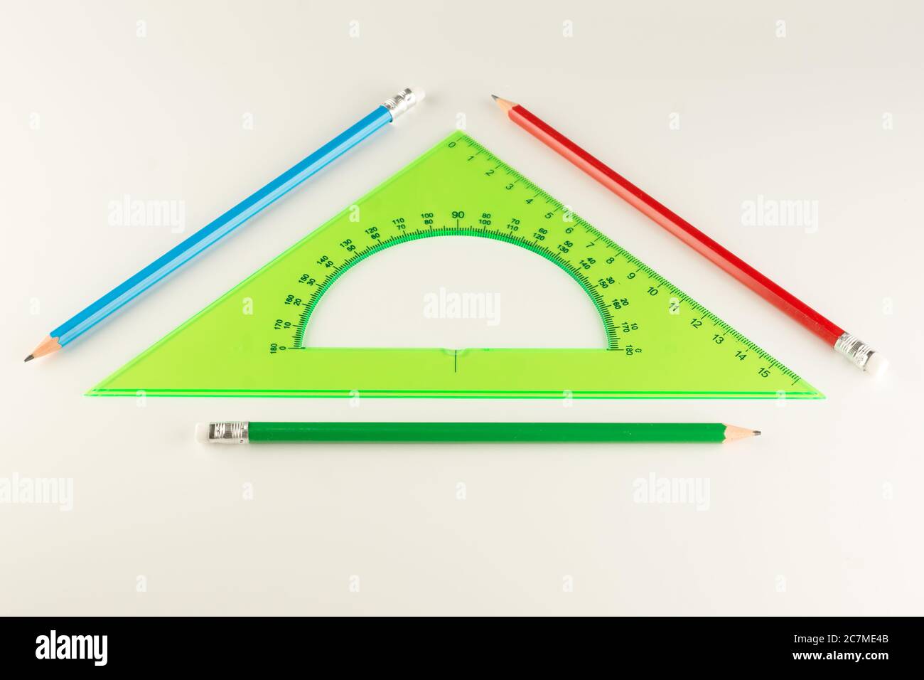 triangular ruler for studying at school isolated on a white background ...